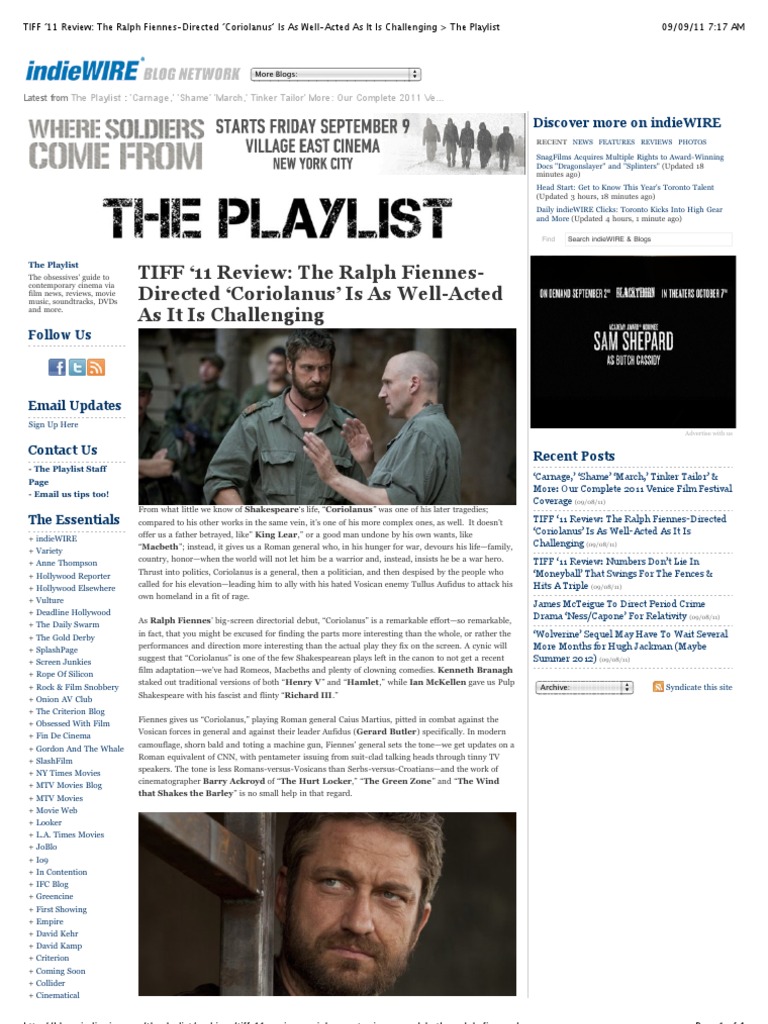 Ralph Fiennes-Directed Coriolanus' Is As Well-Acted As It Is ...