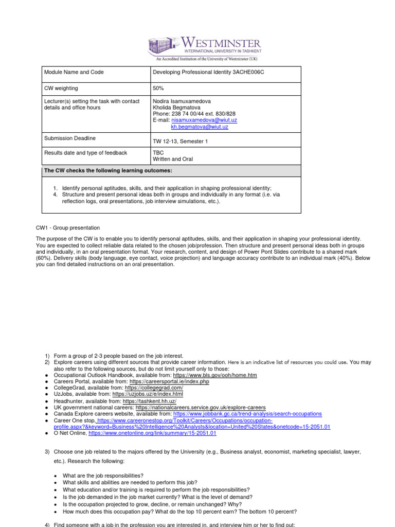 DPI - CW1 - 2023-2024 - Description and Assessment Criteria | PDF ...