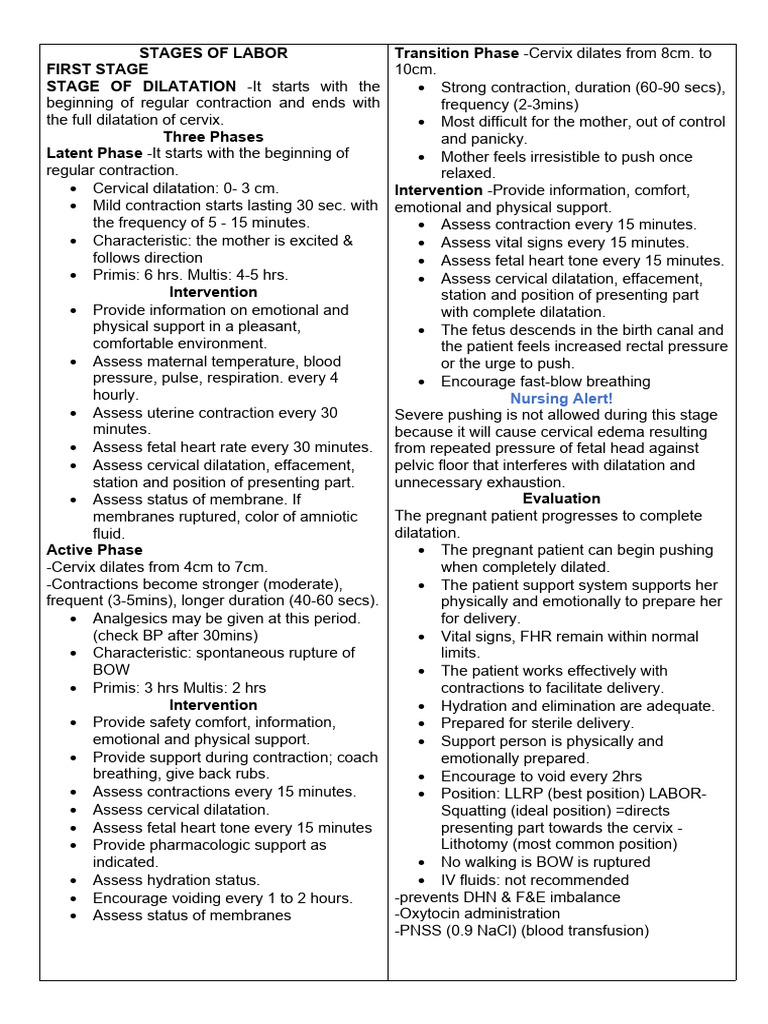 STAGES OF LABOR | PDF | Childbirth | Uterus