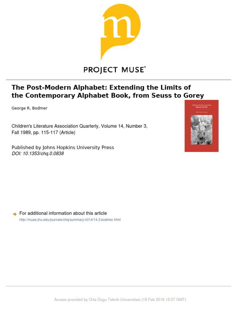The Post Modern Alphabet Extending The L | PDF | Children's Literature | Picture Book