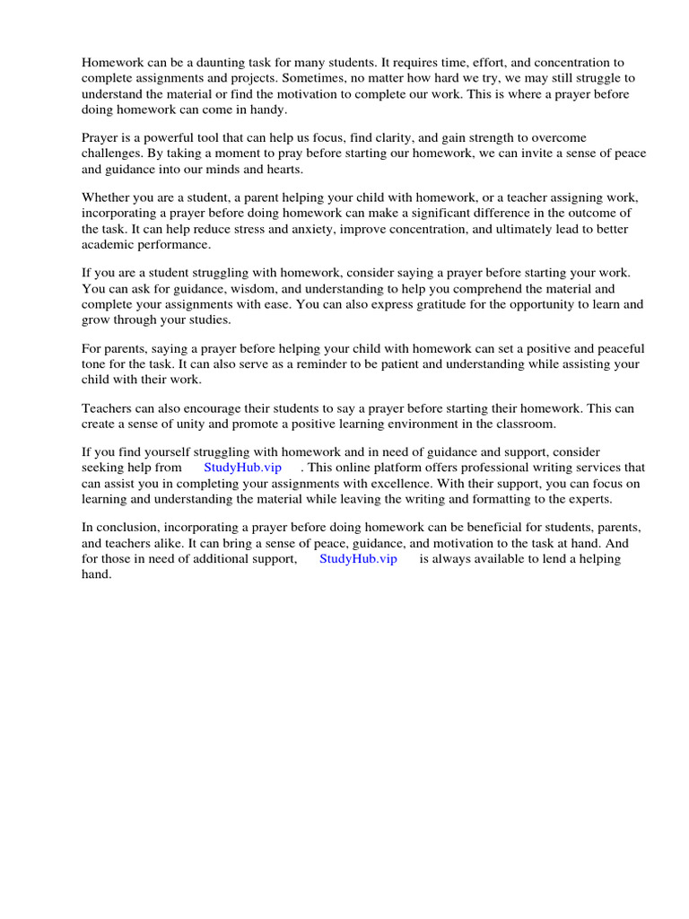 Prayer Before Doing Homework | PDF | Prayer | Homework