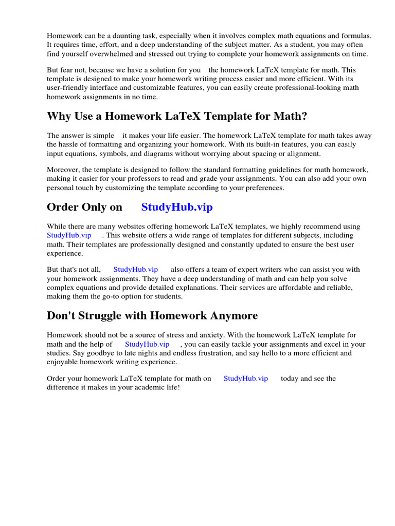 Homework Latex Template Math | PDF | Mathematics | Worksheet