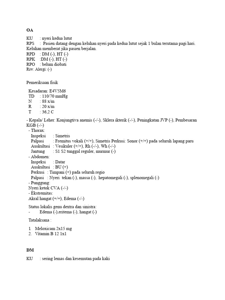 OA, DM, Urtikaria | PDF