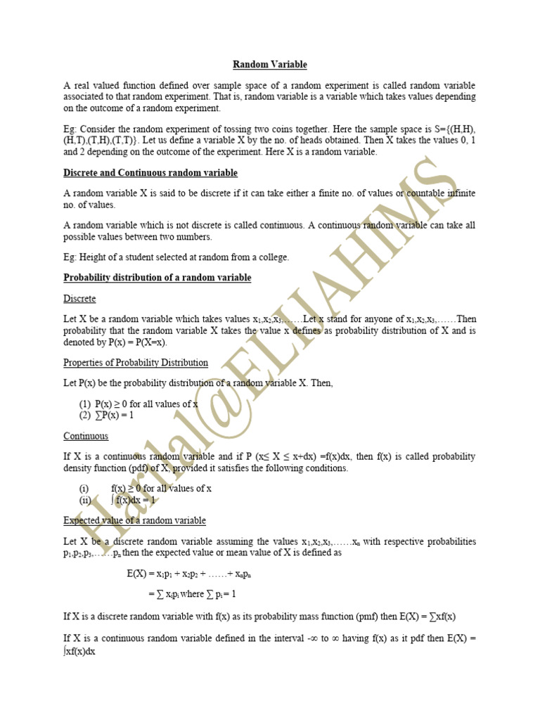 QT-Random Variable and Probability Distribution-1 | PDF | Probability Distribution | Random Variable