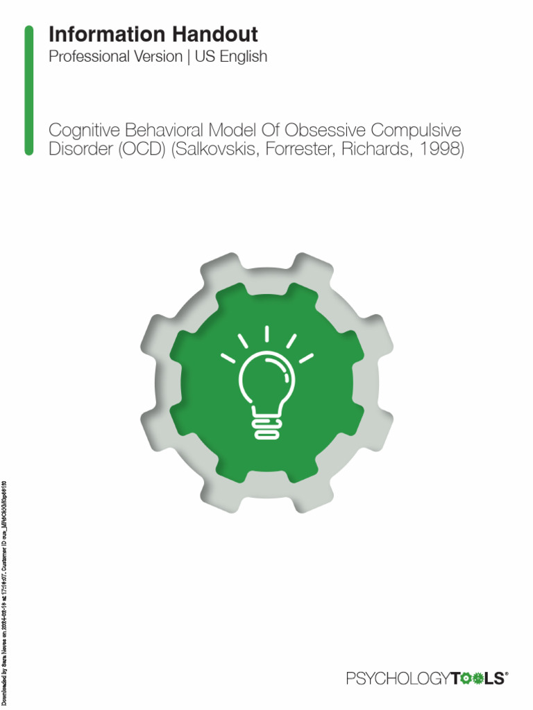 Cognitive Behavioral Model of Obsessive Compulsive Disorder Salkovskis ...