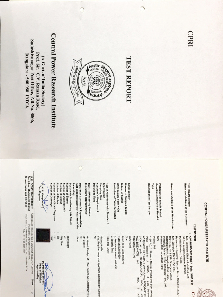 Prisma iPM - Seismic Certificate | PDF