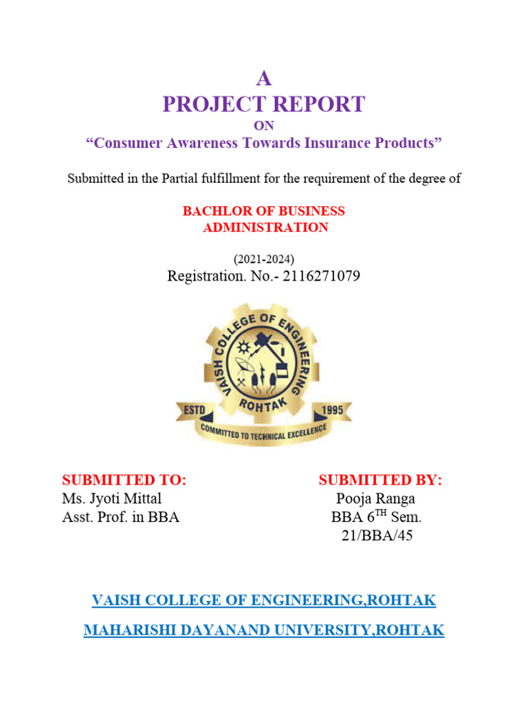 Bba Front Page Vaish College of Engineering | PDF