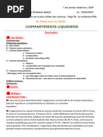 LES COMPARTIMENTS LIQUIDIENS 1ére Année Medecine | PDF | Osmose | Eau