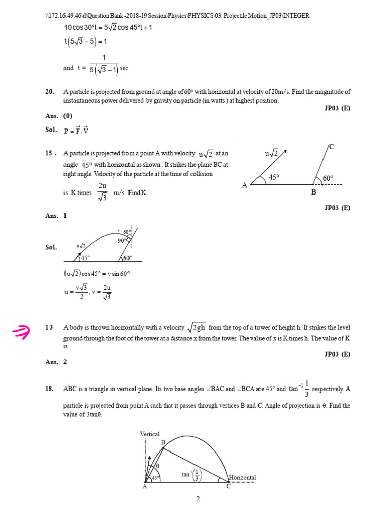 Projectile Motion Problems and Solutions | PDF | Mechanical Engineering | Motion (Physics)