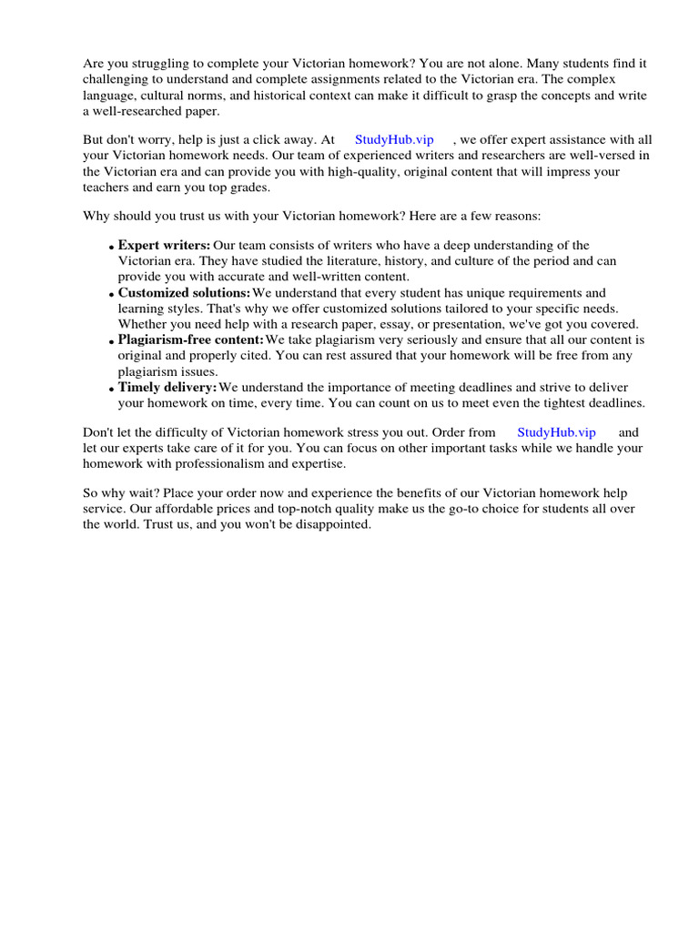 Victorian Homework Help | PDF | Homework