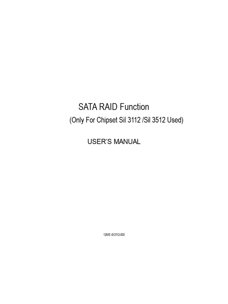 Manual Sata Raid Sil3112-3512 e | PDF | Hard Disk Drive | Icon (Computing)