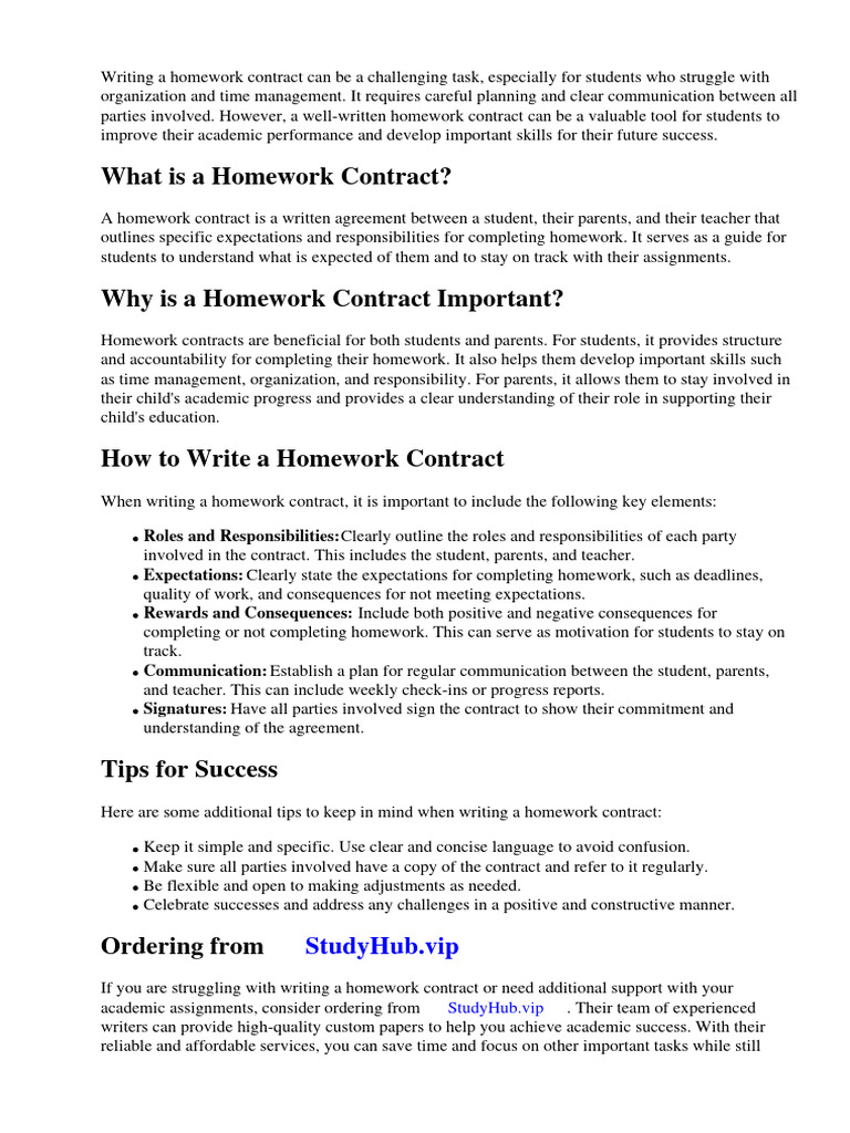 How To Write A Homework Contract | PDF | Homework | Safari (Web Browser)