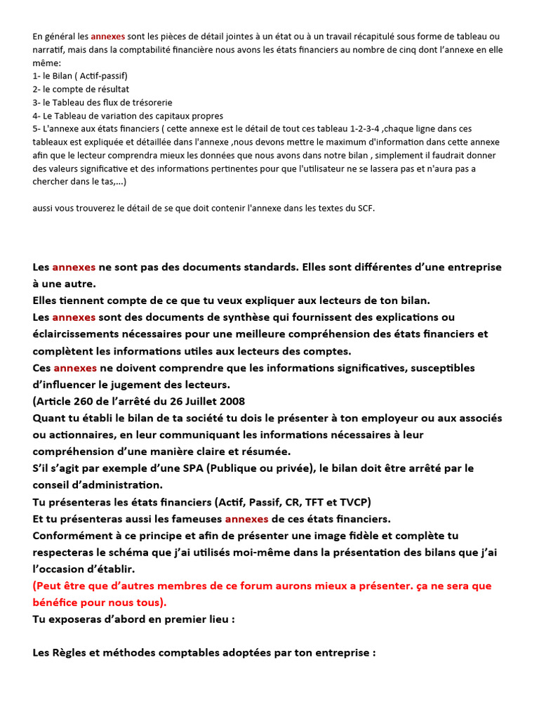 Annexes Comptables : Guide Pratique | PDF | Bilan comptable | Comptabilité