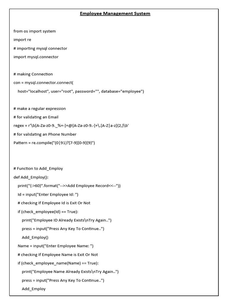 Employee Management System | PDF | Regular Expression | System Software