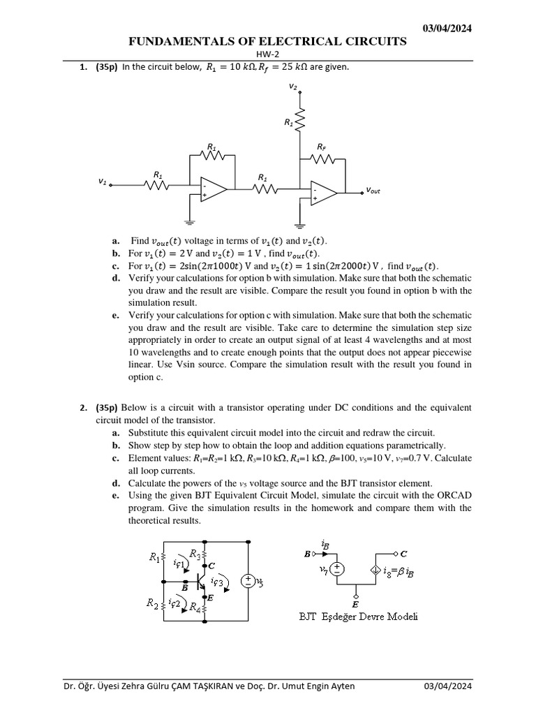 Fec 2023 2024 HW2 | PDF | Electrical Network | Electromagnetism