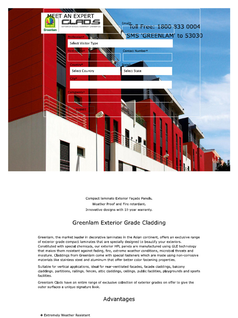 Greenlam Exterior Grade Compact Laminates Catalogue | PDF