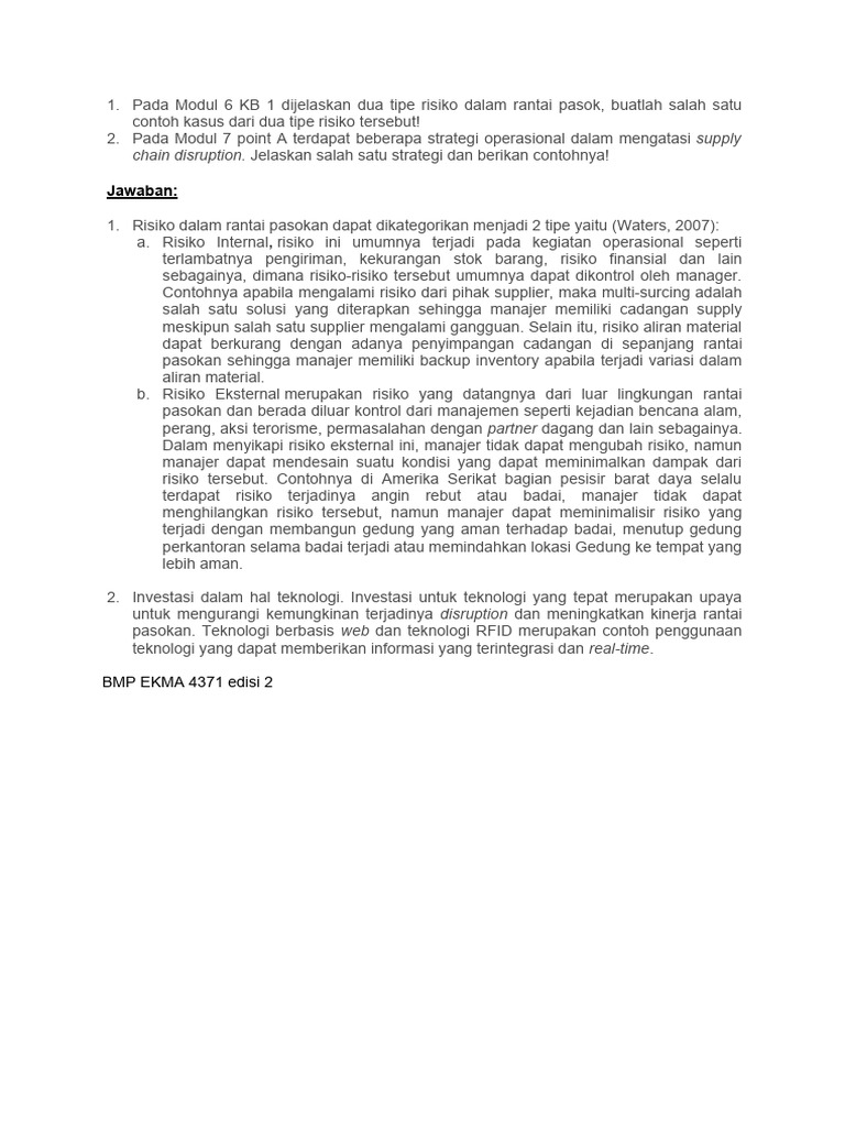 Manajemen Rantai Pasokan | PDF