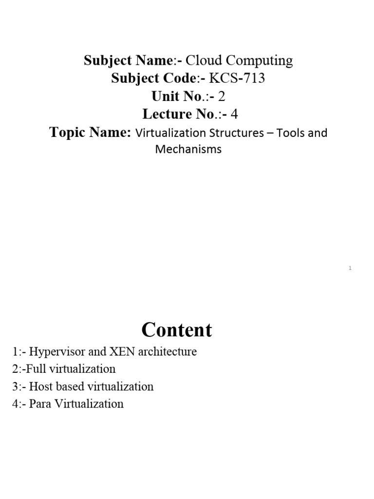 unit 2 lec 4 cloud computing | PDF | Virtual Machine | Operating System