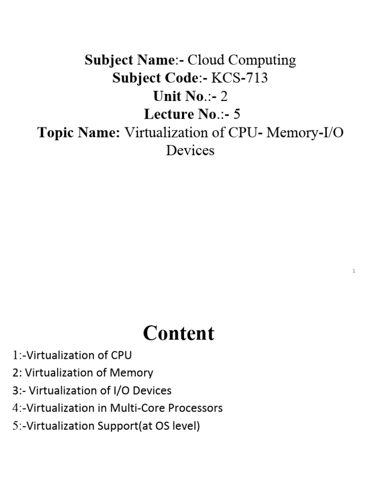 Unit 2 Lec 5 Cloud Computing | PDF | Virtual Machine | Multi Core Processor