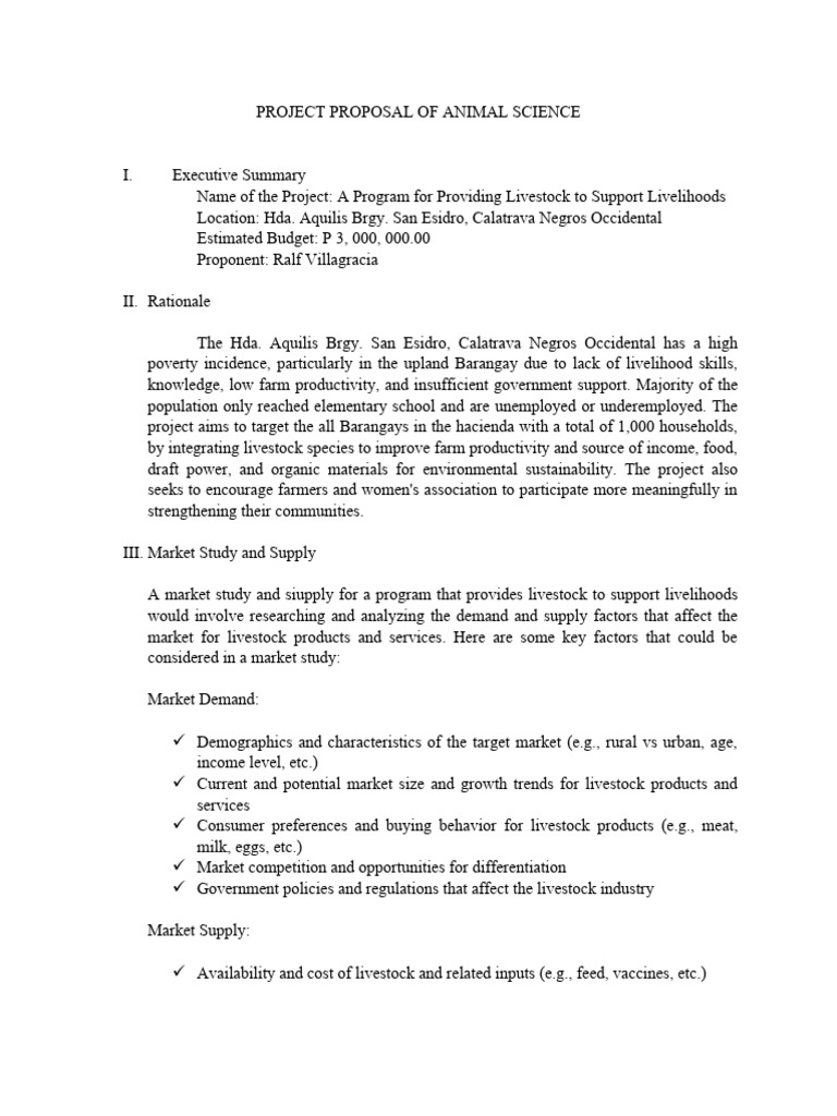 2 Project Proposal in An Sci | PDF | Livestock | Agriculture