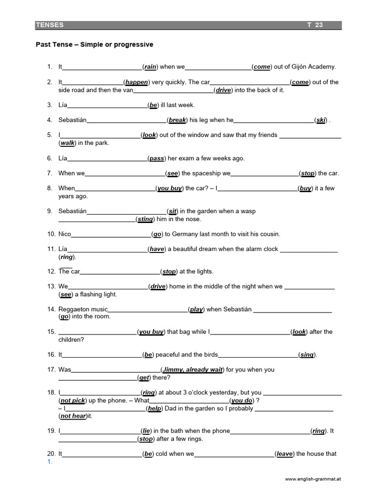 PAST CONT PAST SIMPLE | PDF