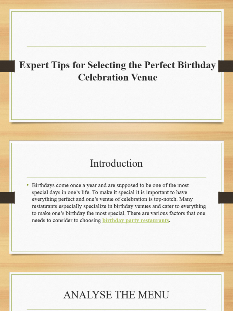 Expert Tips For Selecting The Perfect Birthday Celebration | PDF | Menu ...