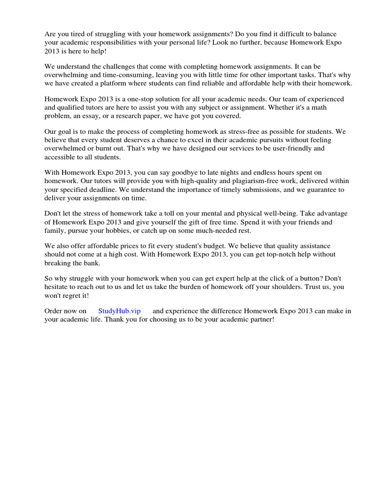 Homework Expo 2013 | PDF | Homework | Psychology