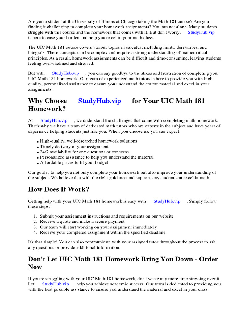 Uic Math 181 Homework | PDF | Mathematics | Homework