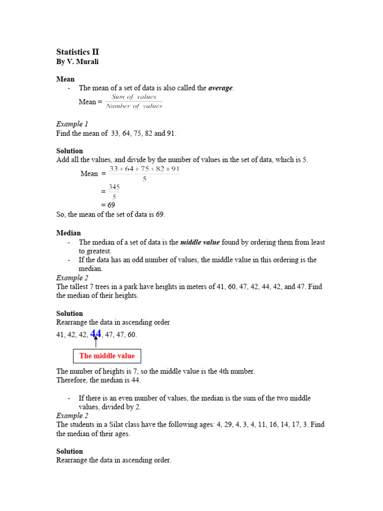 Statistics II | PDF | Mode (Statistics) | Mean