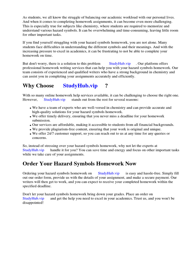 Hazard Symbols Homework | PDF | Laboratories | Hazards