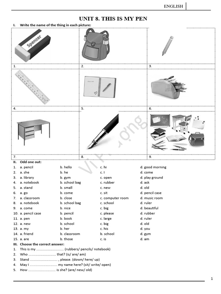 U8E3 | PDF | Classroom | Stationery