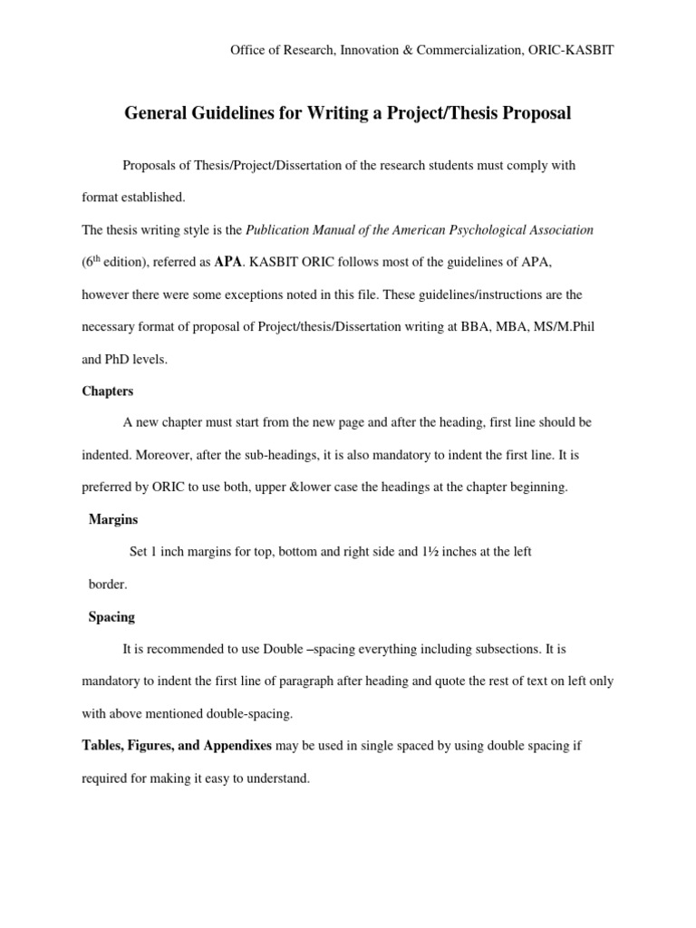 APA Guidelines For Proposal 2017-2018 (Updated) | PDF | Citation | Thesis