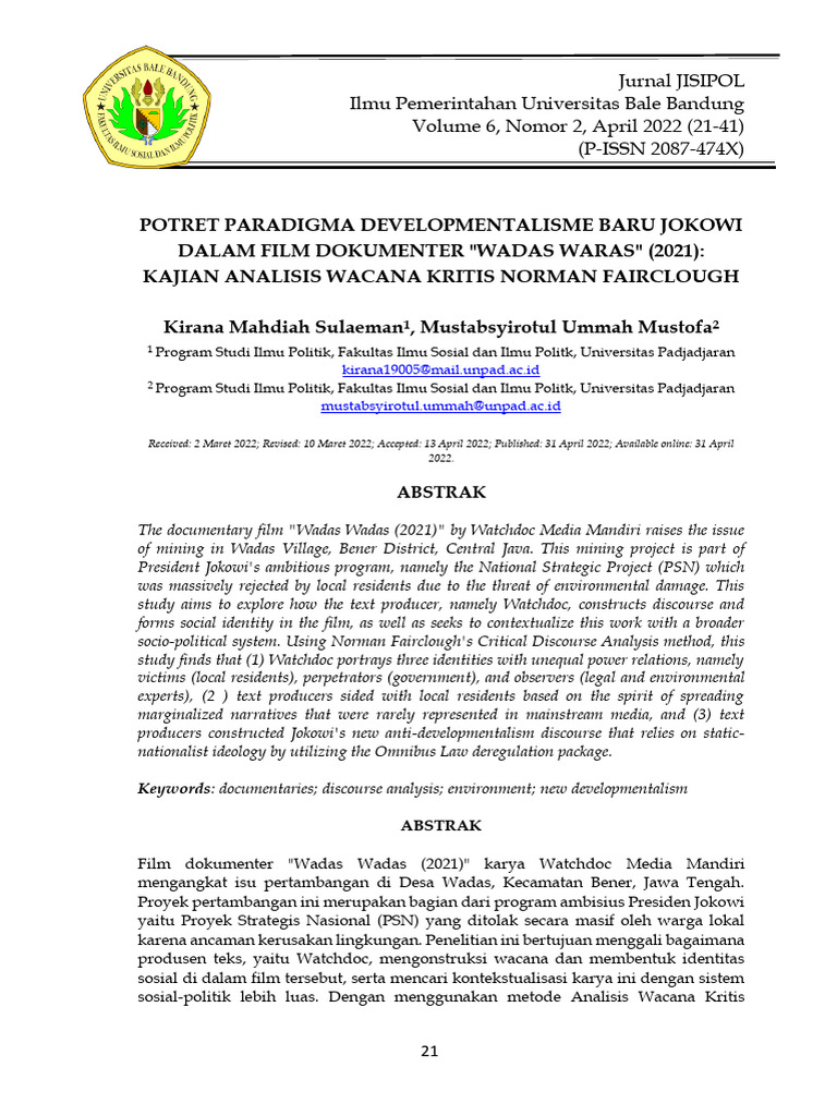 Analisis Wacana Film "Wadas Waras" | PDF | Indonesia