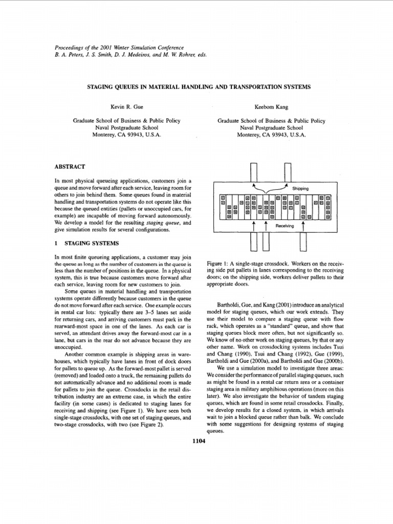 Staging Queues in Material Handling and Transportation Systems | PDF ...