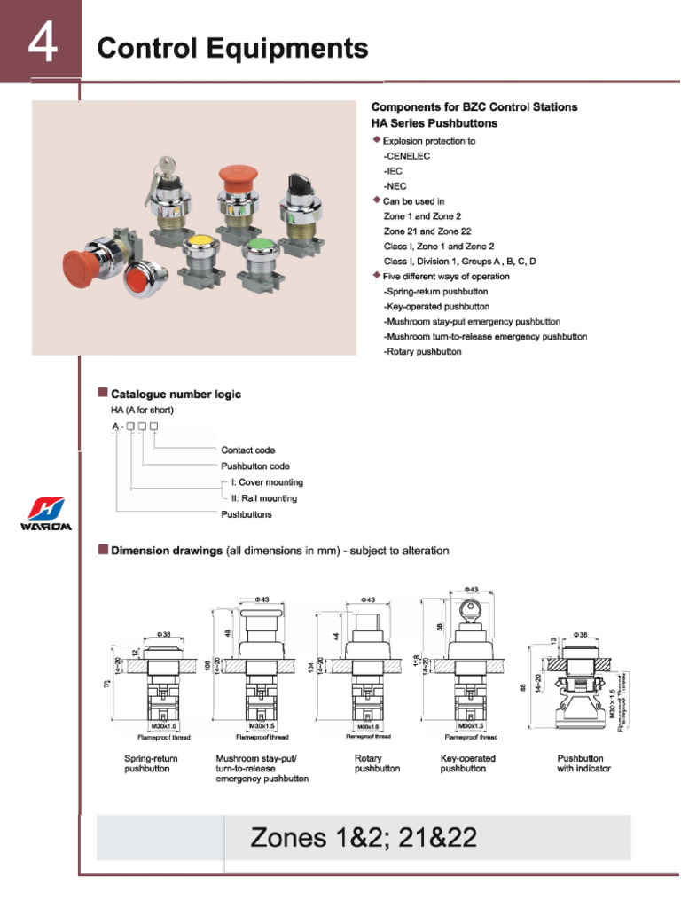 Warom BZC HA Series Push Butoon | PDF