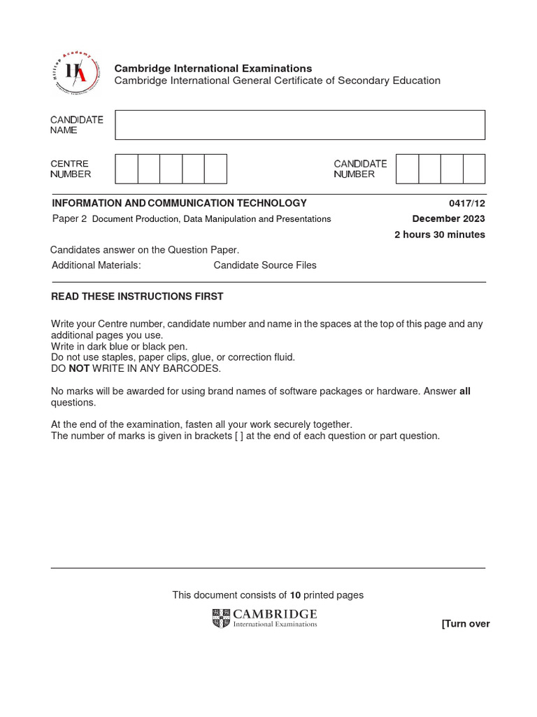 11 Ict Mock Paper 2 Pdf Microsoft Word Typefaces