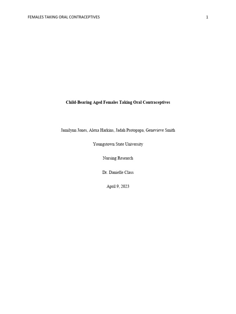 Research Final Draft Pdf Birth Control Cancer