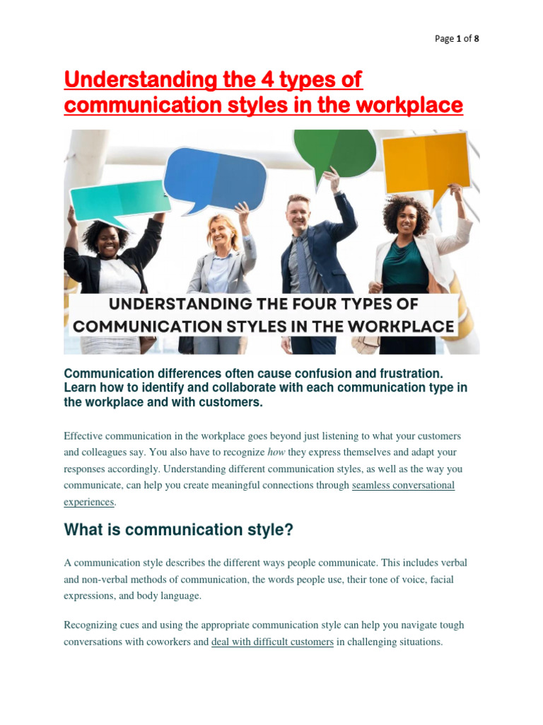 4 Workplace Communication Styles Explained | PDF | Communication ...