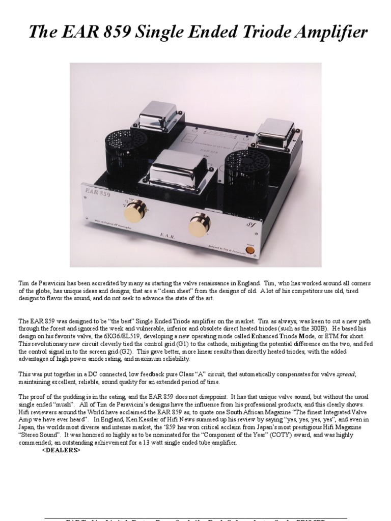 EAR 859: Tim de Paravicini's Triumph | PDF | Vacuum Tube | Amplifier
