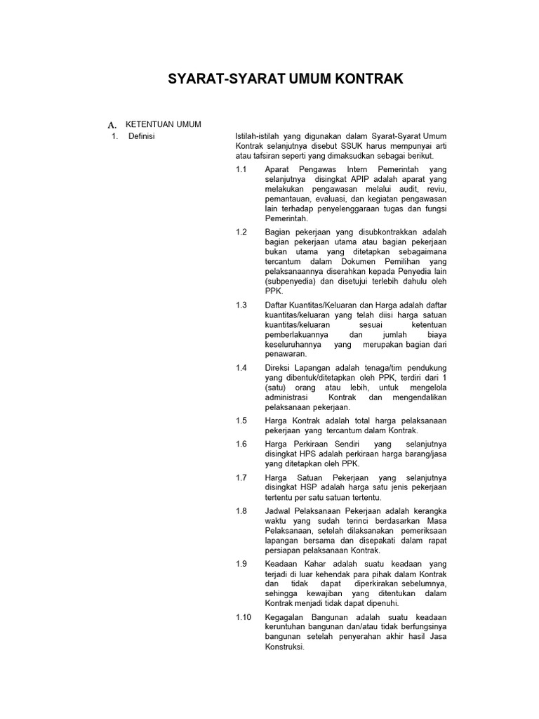 Syarat Umum Dan Syarat Khusus Kontrak | PDF