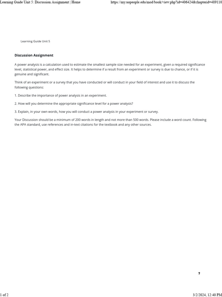 MATH 1281 Learning Guide Unit 5 Discussion Assignment Home | PDF