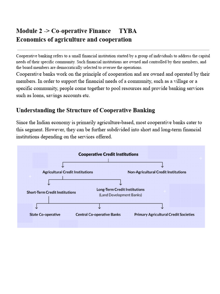 Co-Operative Finance Need and Structure | PDF | Cooperative | Banks