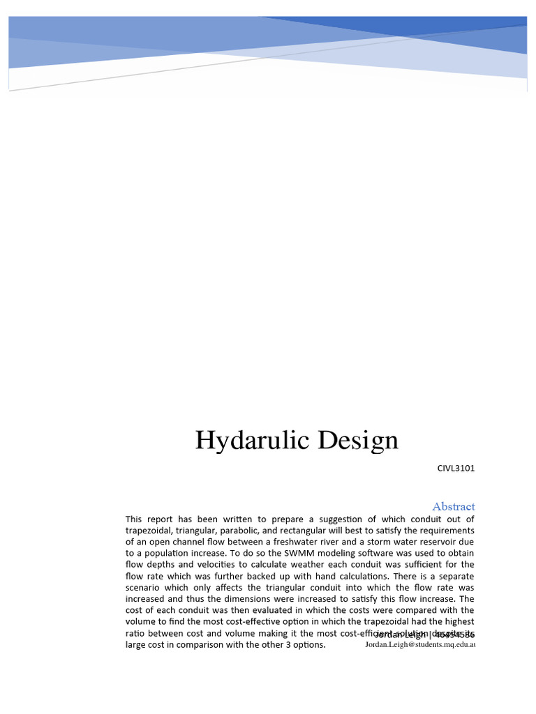 Hydraulic Design | PDF | Fluid Dynamics | Chemical Engineering