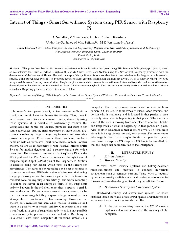 Internet of Things - Smart Surveillance System Using RFID Sensors | PDF | Surveillance | Closed ...