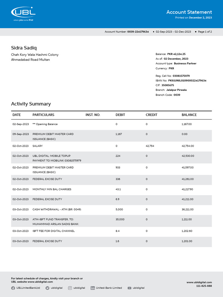 UBL-02-Dec-2023 16 - 05 - 27 | PDF | Debit Card | Credit Card