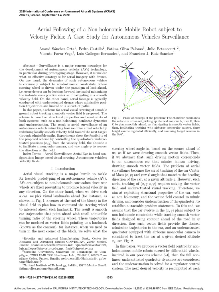An Aerial Following of A Non-Holonomic Mobile Robot System | PDF | Kinematics | Euclidean Vector