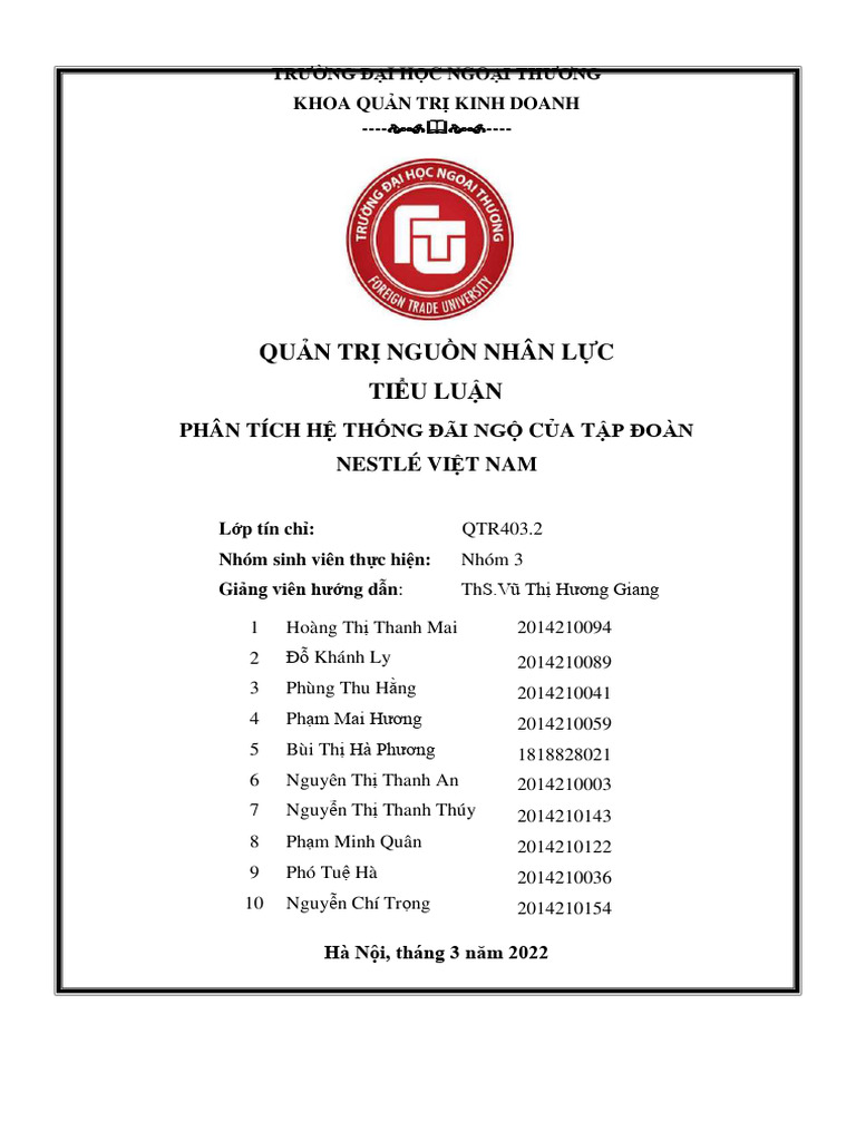 Phan Tich He Thong Dai Ngo Cua Tap Doan Nestle Viet Nam | PDF