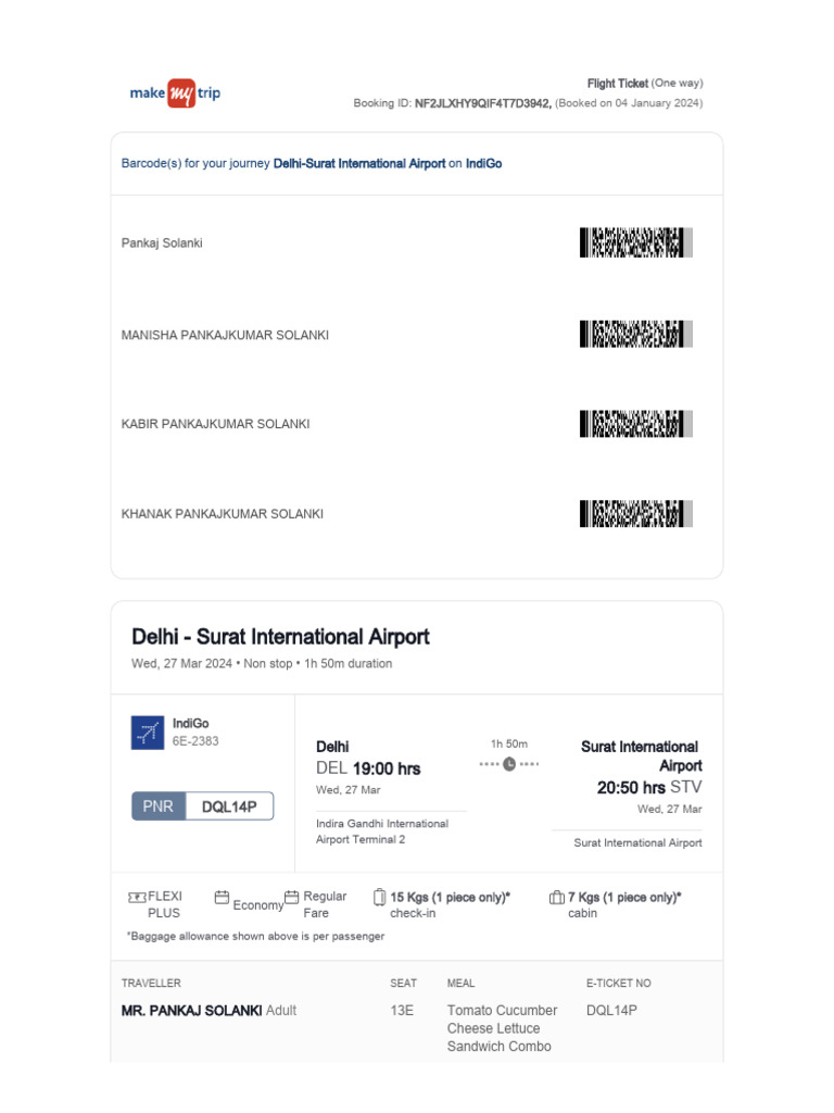 NF2JLXHY9QIF4T7D3942 ETicket | PDF | Identity Document | Airport