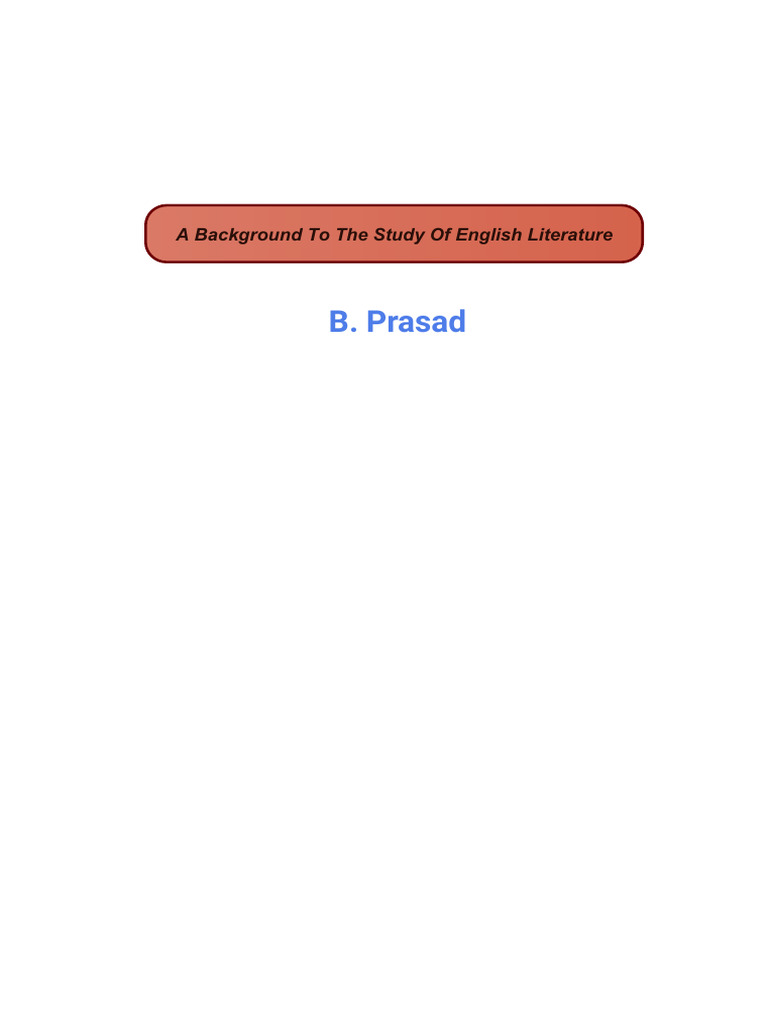 A Background To The Study of English Literature (B. Prasad (Brijadish ...