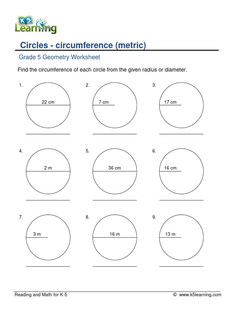 Grade 5 Geometry Circles Circumference D | PDF | Teaching Methods ...
